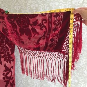 Mina | Jackets & Coats | Burgundy Velvet Fringe Boho Gypsy Kimono ...